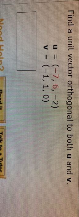 Solved Find A Unit Vector Orthogonal To Both U And V U Chegg