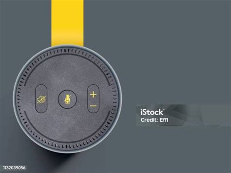 일반 배경에 휴대용 무선 스피커 노란색 리본이 있는 디지털 음성 보조 장치복사 공간 스피커에 대한 스톡 사진 및 기타 이미지 스피커 음성 지력 Istock