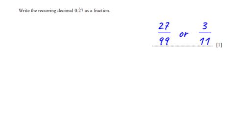 Recurring Decimals To Fractions Past Paper Questions For Igcse Cambridge 0580