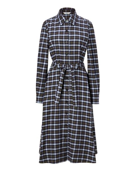 [헤지스 여성] [22fw] Hsdr2dc91k2 카키 면 체크 핏앤플레어 셔츠 원피스 현대hmall