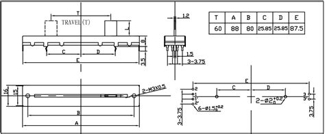 Linear Slide Potentiometer Dual Gang 10kohm 60mm Travel Distance
