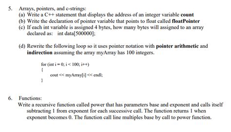 Solved Arrays Pointers And C Strings A Write A C