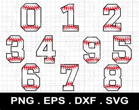 Baseball Numberssvg Png Eps Dxf Baseball Themed Numberss Svgbaseball