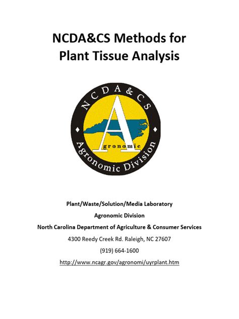 Ncdacs Plant Analysis Methods Pdf Nutrients Agronomy