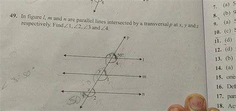In Figure L M And N Are Parallel Lines Intersected By A Transversal P At