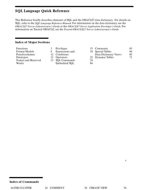 Sql Ref Pdf Sql Database Schema