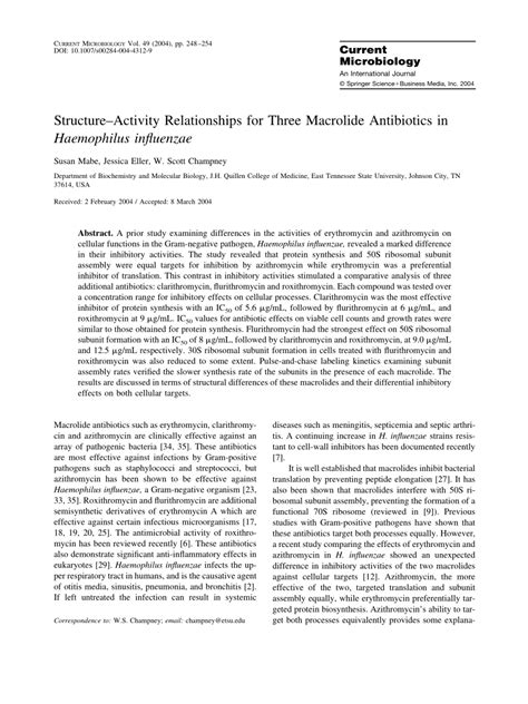 Pdf Structureactivity Relationships For Three Macrolide Antibiotics