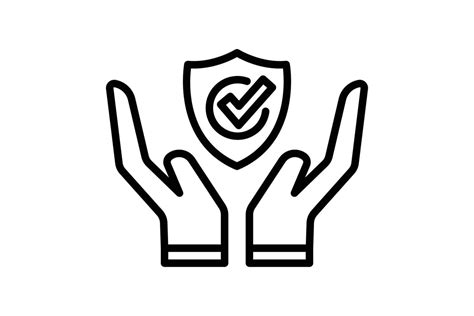 Trusted Security Icon Illustration Hand Icon With Shield Icon Related To Security Line Icon