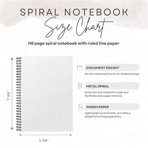 2 Notebook Size Chart Generic Brand Notebook Printify Spiral Bound Notebook Mockup A5 Note