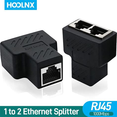 Hoolnx RJ45 Ethernet Splitter Adapter 1 To 2 Network Extender Connector Female To 2 Female 8P8C