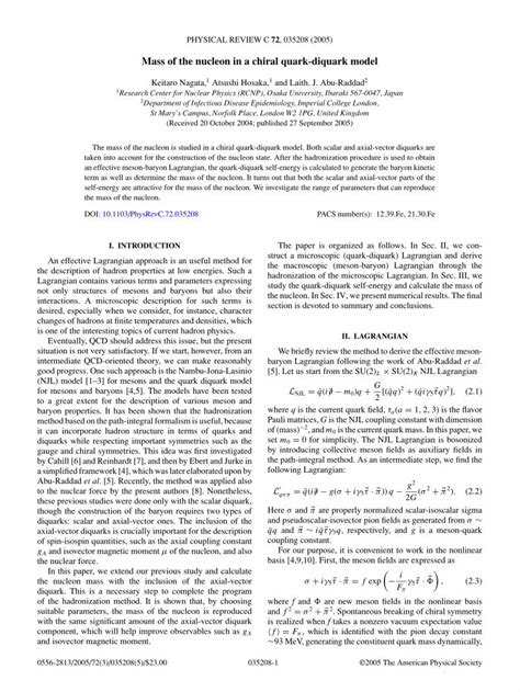 Pdf Mass Of The Nucleon In A Chiral Quark Diquark Model Dokumen Tips
