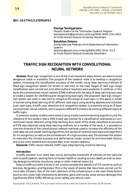 Pdf Traffic Sign Recognition With Convolutional Neural Network