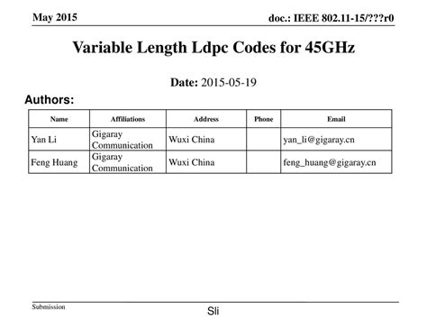 variable length ldpc codes for 45ghz ppt download