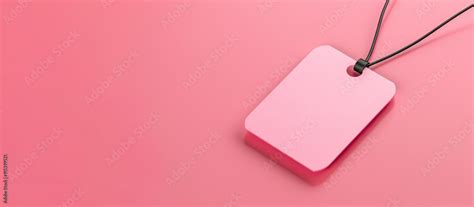 Blank Badge Mockup Isolated On A Pink Background Simple Empty Name Tag Mockup Hanging From A