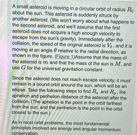 Solved A Small Asteroid Is Moving In A Circular Orbit Of