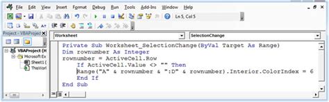 How To Change Color Of The Row With A Click Using Vba In Microsoft Excel