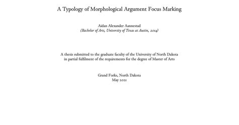 A Typology Of Morphological Argument Focus Marking Conlangs