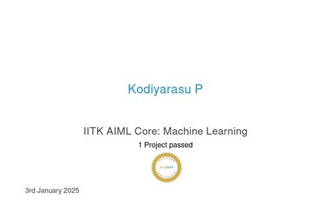 Gen Ai Machine Learning Course And Certification 2025 Kodiyarasu P