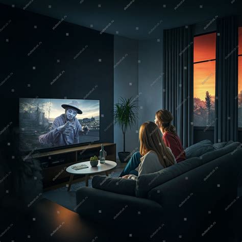 Realistic Two Women Watching Tv Ghost Ai Generated Image 2527794237