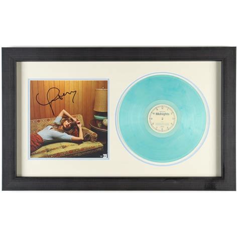 Taylor Swift Signed Custom Framed Midnights Vinyl Album Cover Display