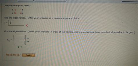 Solved Consider The Given Matrix 16 Find The Eigenvalues