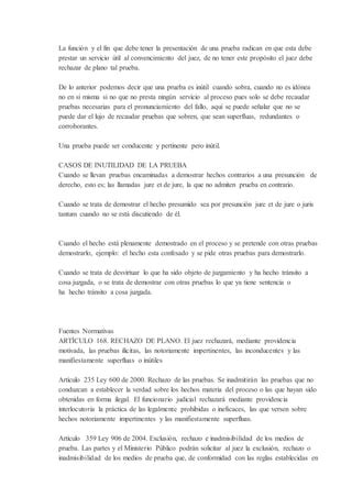Conducencia Pertinencia Y Utilidad De La Prueba Docx