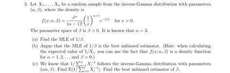 solved let x1 … xn be a random sample from the inverse gamma