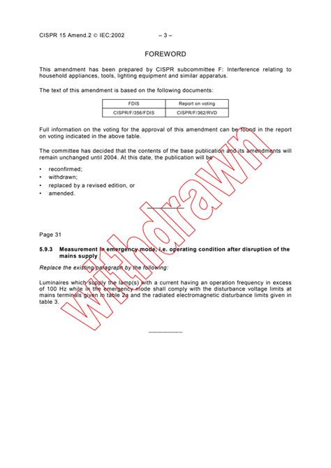 Cispr 15 2000 Amd2 2002 Amendment 2 Limits And Methods Of Measurement Of Radio Disturbance