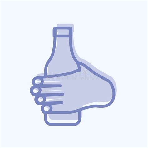 Icon Holding Bottle Suitable For Hand Actions Symbol Two Tone Style Simple Design Editable