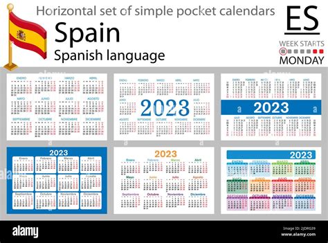 Spanish Horizontal Pocket Calendar For 2023 Two Thousand Twenty Three