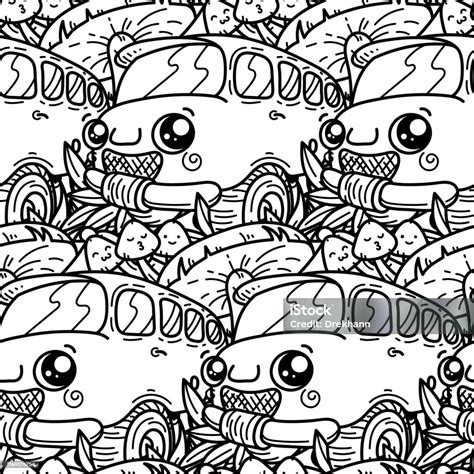 옷 섬유 티셔츠 디자인패션 포레스트 원활한 패턴 템플릿 버섯과 여행 버스 가을 0명에 대한 스톡 벡터 아트 및 기타 이미지 0명 계절 광대버섯속 Istock