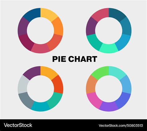 Colorful 4 Set Pie Chart Percentage Graph Design Vector Image
