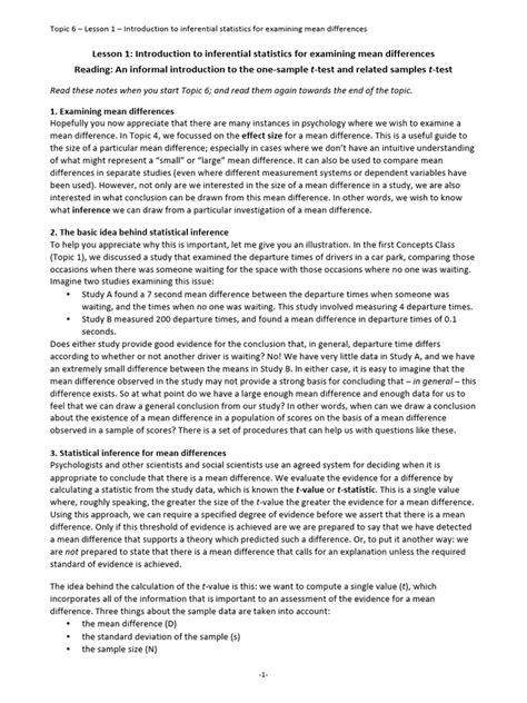 Introduction To Inferential Statistics Pdf P Value Standard Error