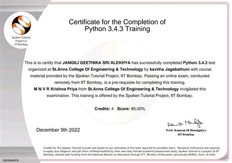 Geethika Sri Alekhya Jangili On Linkedin Spokentutorial Pythoncertificate