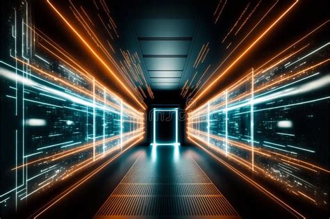 Server Room Data Center With Cinematic Lighting Generative Ai Stock Illustration Illustration