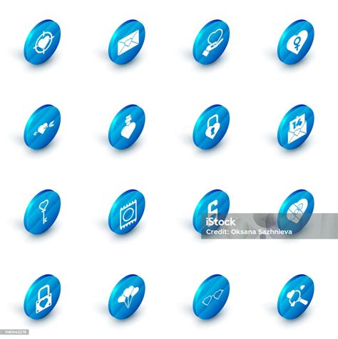 발렌타인 하트 손에 하트 여성 성별 아무르 화살표 열쇠 모양 병 사랑의 묘약 캐슬 아이콘이 있는 봉투를 설정합니다 벡터 3차원 형태에 대한 스톡 벡터 아트 및 기타 이미지