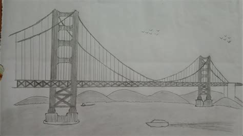 3d Drawing Of Suspension Bridge Youtube
