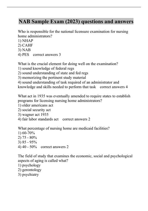 NAB Sample Exam Questions And Answers NAB Stuvia US