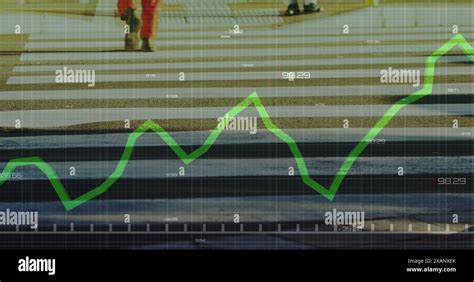 Image Of Green Line And Data Processing Over Man On Zebra Crossing