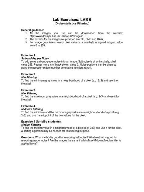 lab exercises lab 6 order statistics filtering pdf