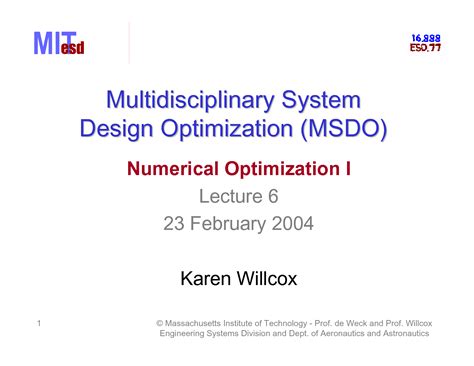 Solution Multidisciplinary System Design Optimization Lecture 9