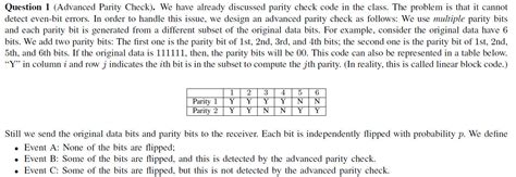 Solved Question Consider We Now Use The Advanced Parity Code