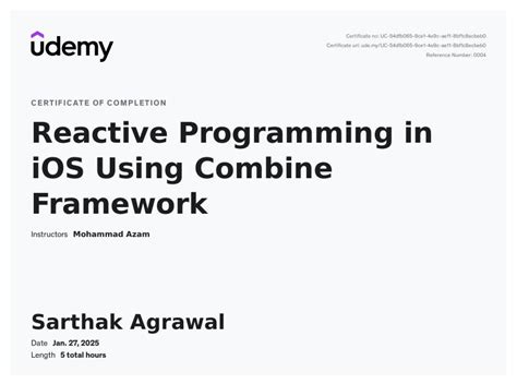 Iosdevelopment Reactiveprogramming Combineframework Certificate