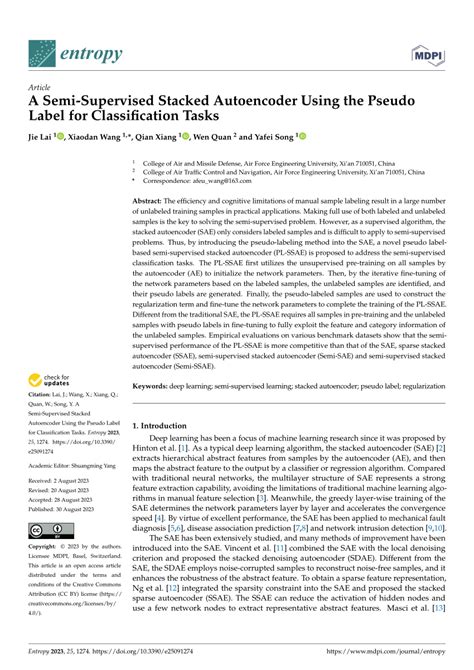 Pdf A Semi Supervised Stacked Autoencoder Using The Pseudo Label For Classification Tasks