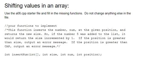 Solved Shifting Values In An Array Use The A06cpp Starter