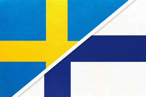 스웨덴과 핀란드 섬유에서 국기의 상징 유럽 두 국가 간의 챔피언십 Championship에 대한 스톡 벡터 아트 및 기타 이미지 Championship Soccer