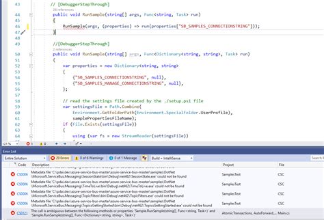 runsample call is ambiguous between the following methods or properties · issue 294 · azure