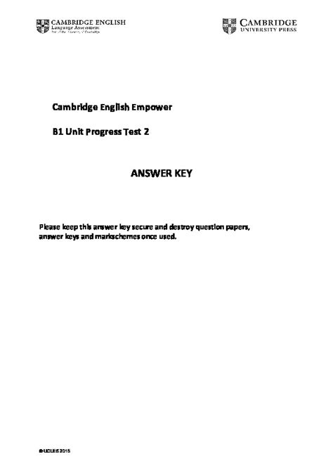 Unit 2 Progress Test Answer Key Pdfcoffeecom