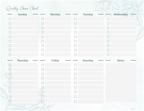 Printable Rotating Chore Chart Template Wordlayouts