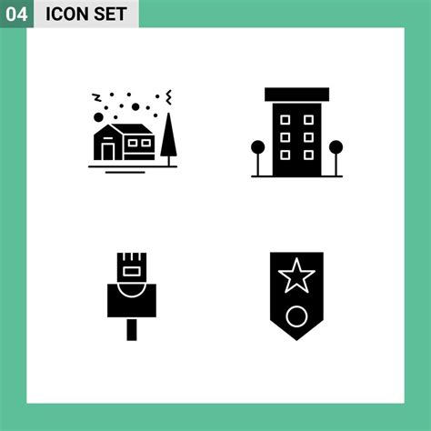 4 Universal Solid Glyphs Set For Web And Mobile Applications Tree Cable Winter Shop Front